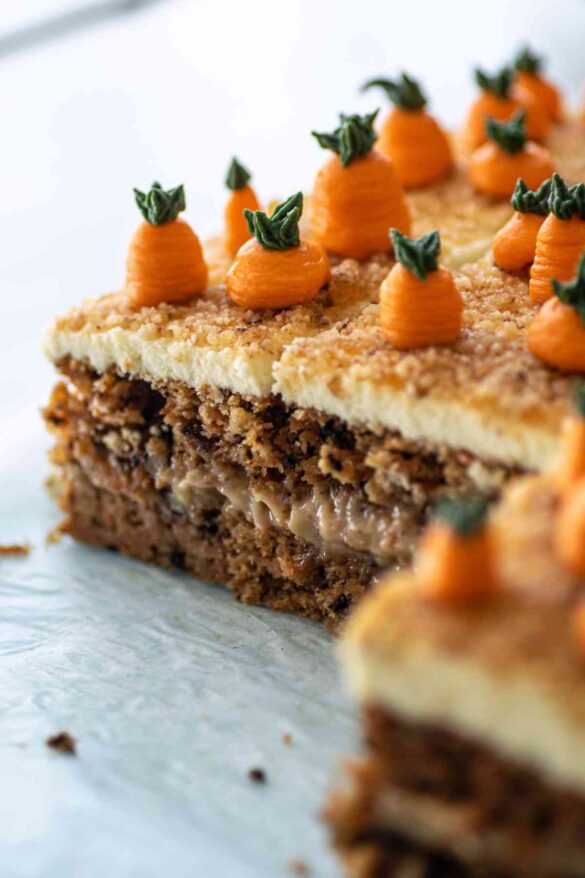 Double Layer Carrot Cake with Caramelised Walnuts - SugarYums