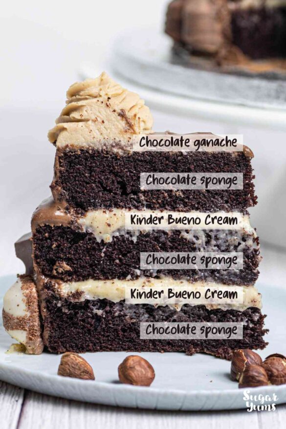 Kinder Bueno Cake with White Chocolate & Hazelnut - SugarYums