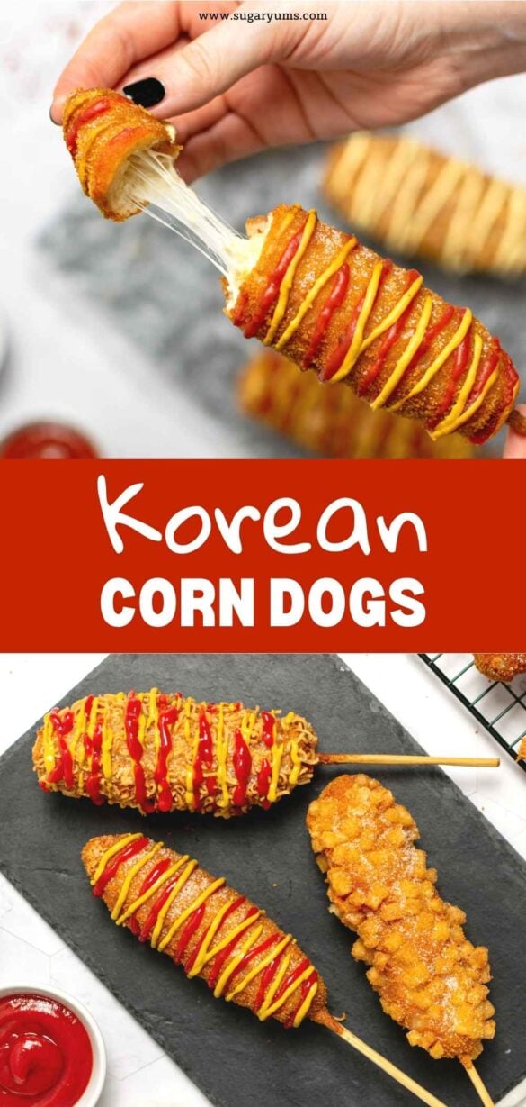 Cheesy Korean Corn Dogs 3 Ways: Panko, Potato & Ramen (핫도그) - SugarYums
