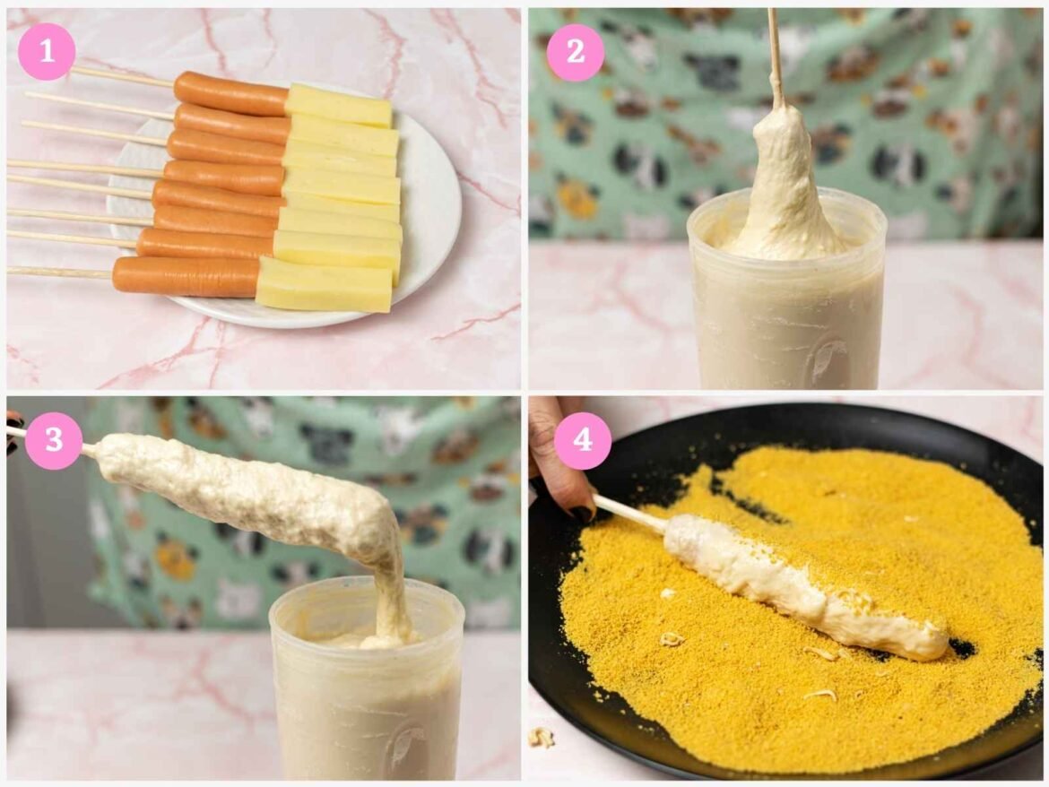 Cheesy Korean Corn Dogs 3 Ways: Panko, Potato & Ramen (핫도그) - SugarYums