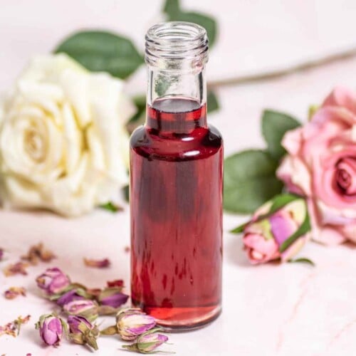 Homemade Rose Simple Syrup made with real roses