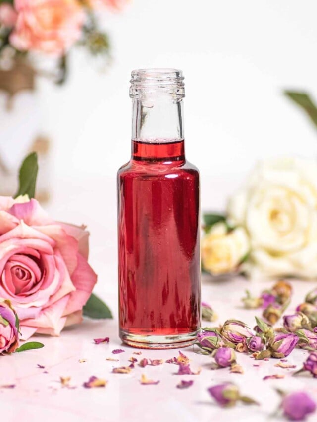 Homemade Rose Simple Syrup made with real roses