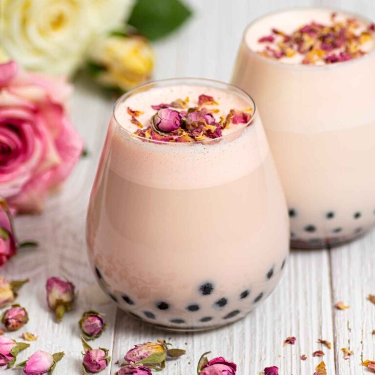 Rose Milk Tea: Made with Real Roses