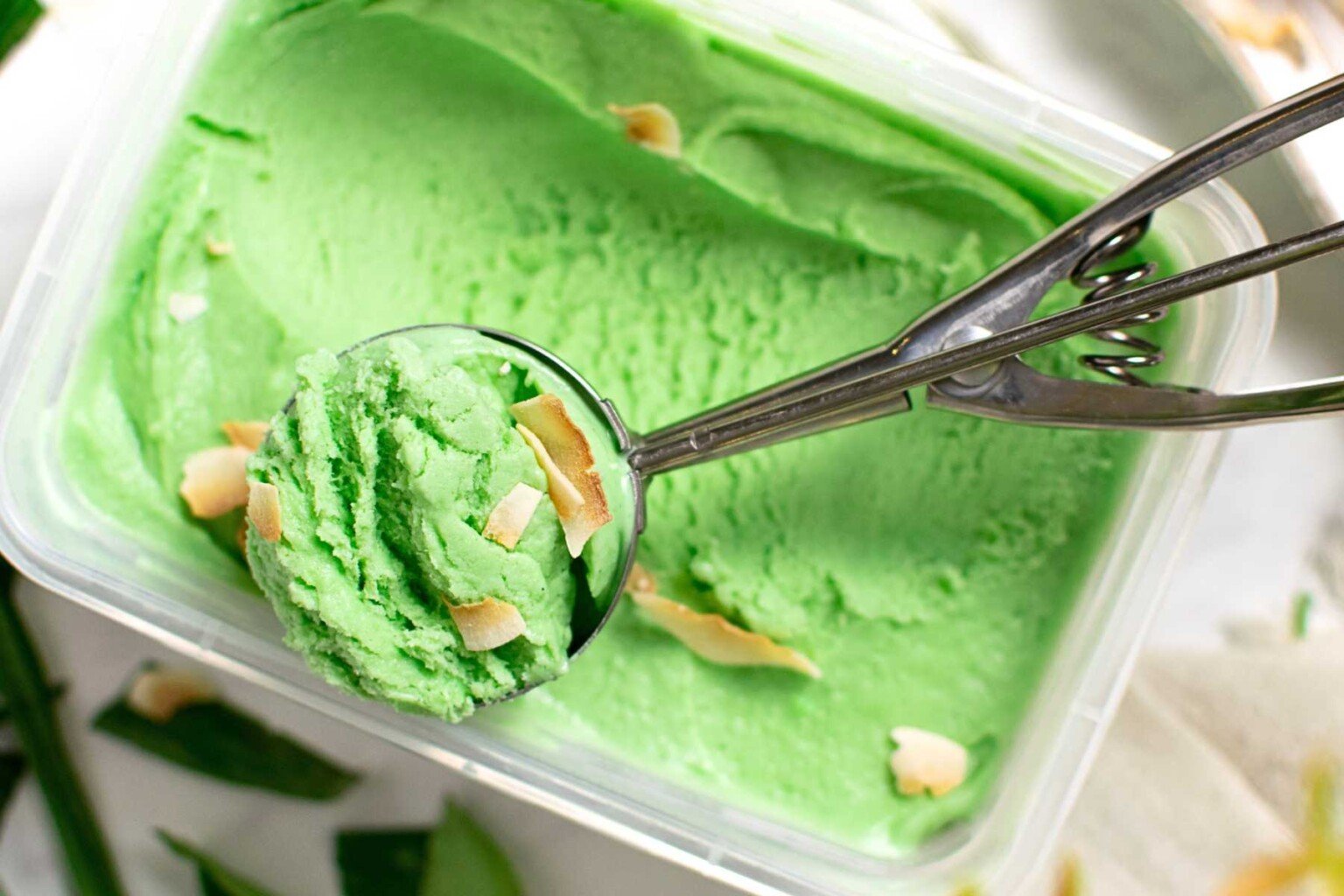 Pandan Ice Cream with Real Pandan and Coconut Milk - SugarYums