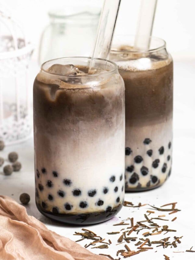 Japanese Hojicha Milk Tea (Hojicha Bubble Tea) - SugarYums