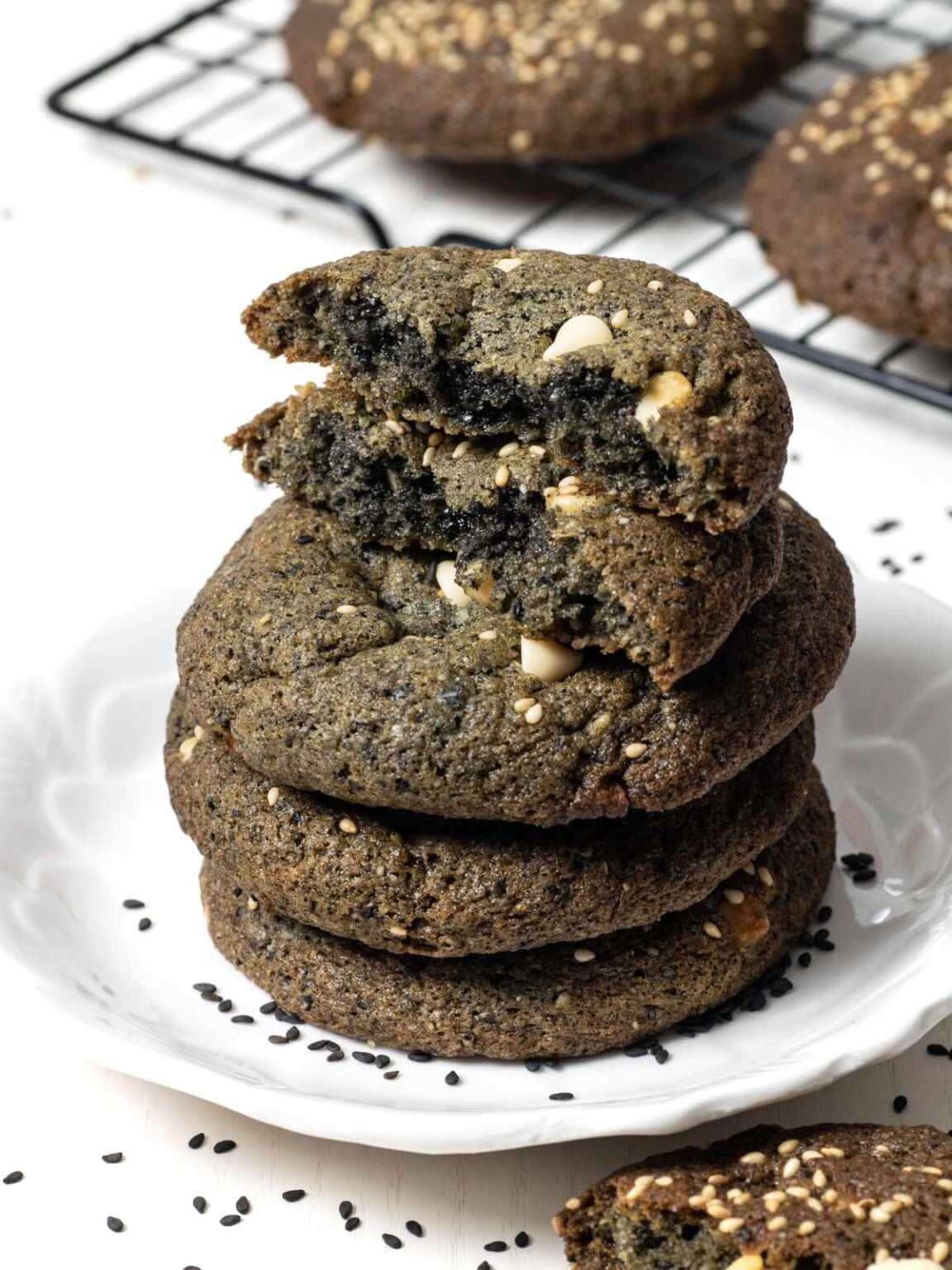 Easy Black Sesame Cookies with White Chocolate Chips - SugarYums