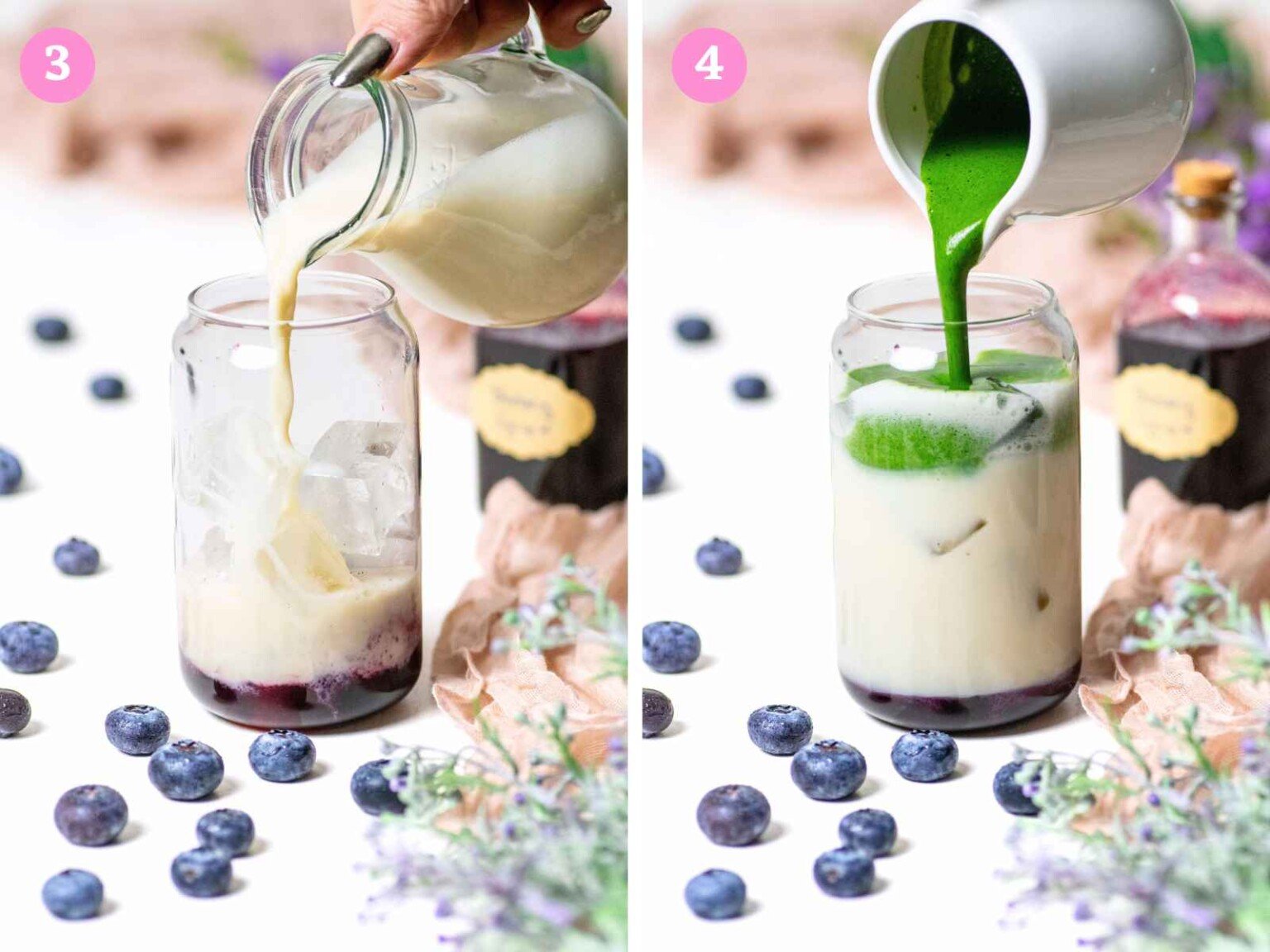 Iced Blueberry Matcha Latte With Homemade Syrup - SugarYums